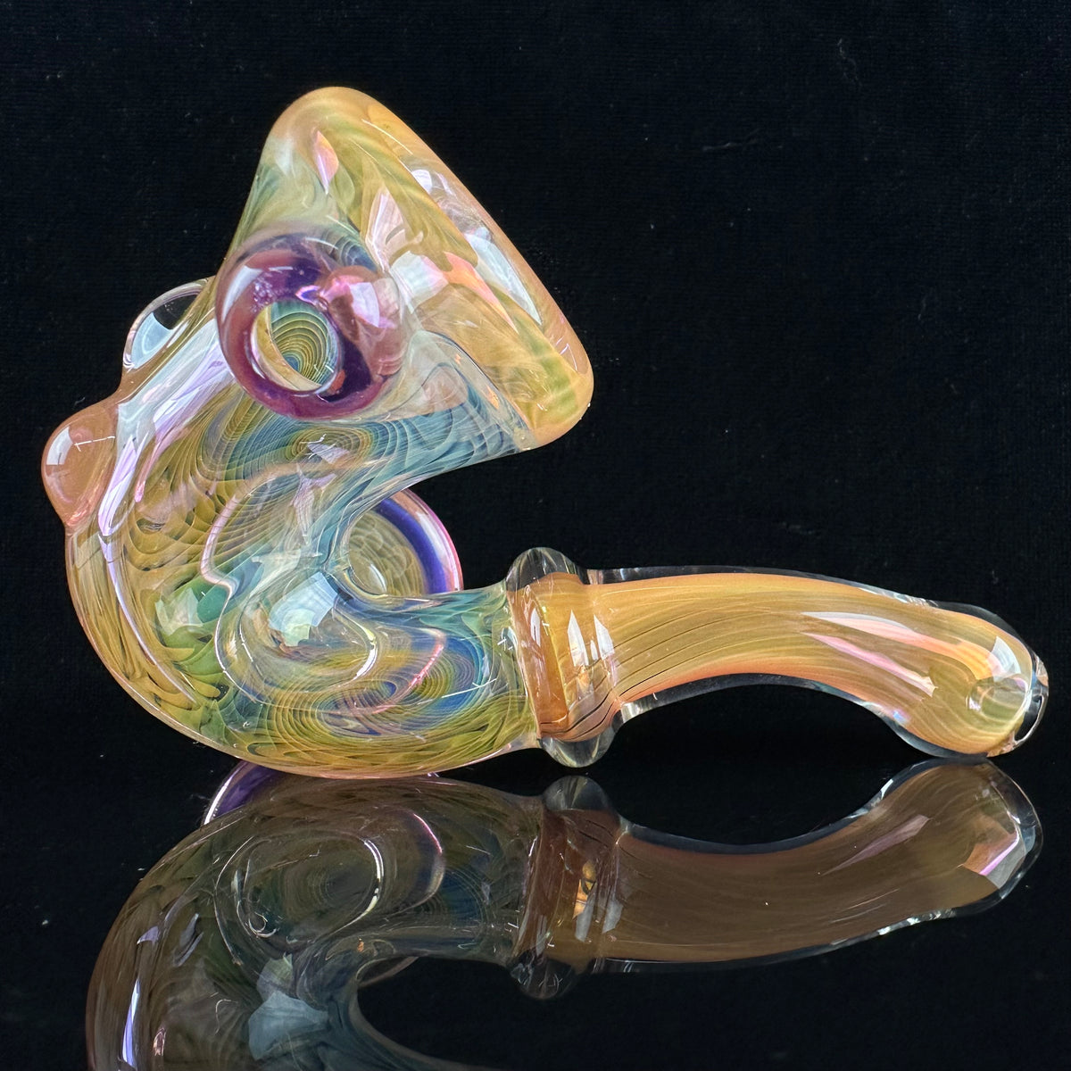 Gold Fumed Sherlock #5 by Avalon Glass – Art Dogs Glass Shop