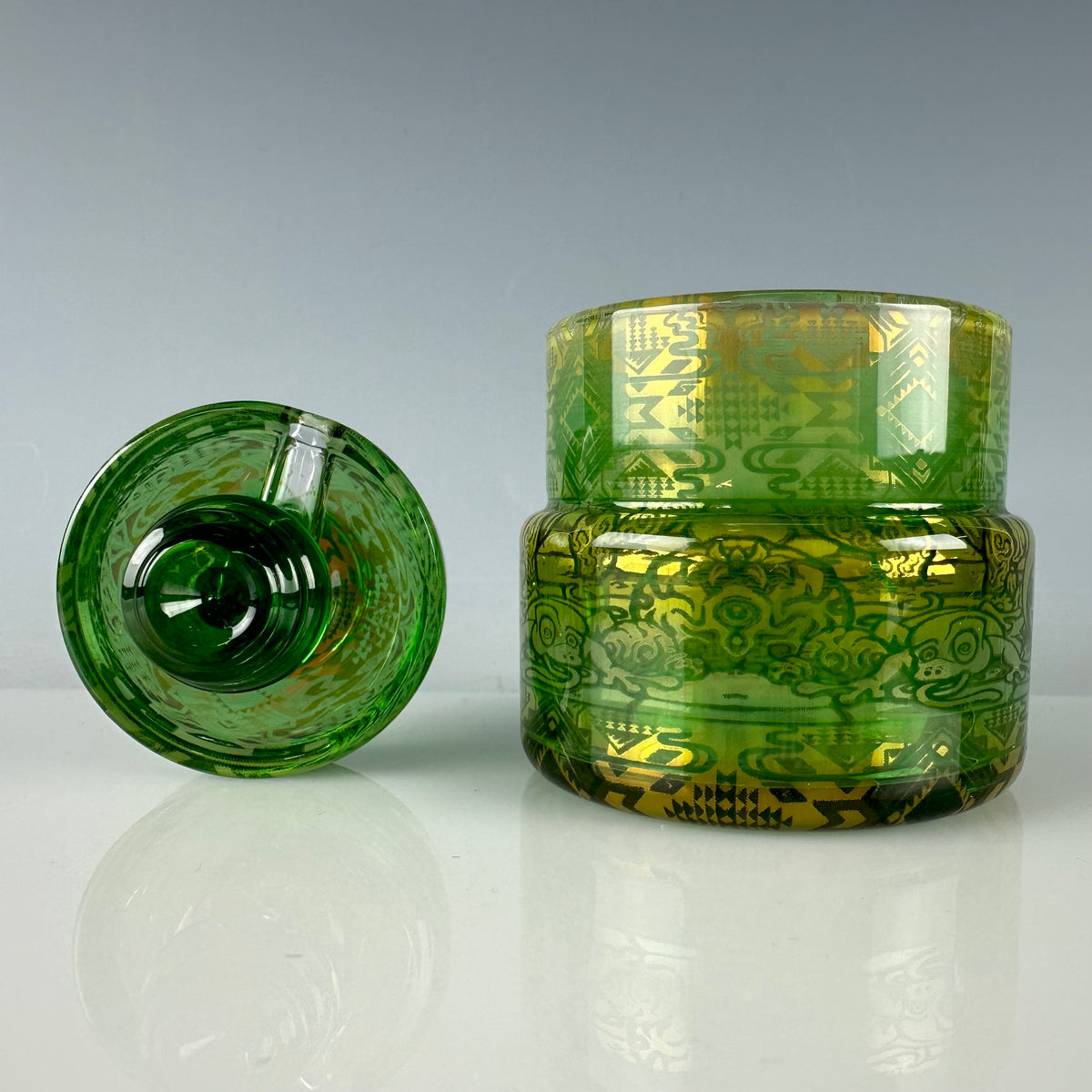 Green Spinner Cap & Jar Set by Mothership Glass – Art Dogs Glass Shop